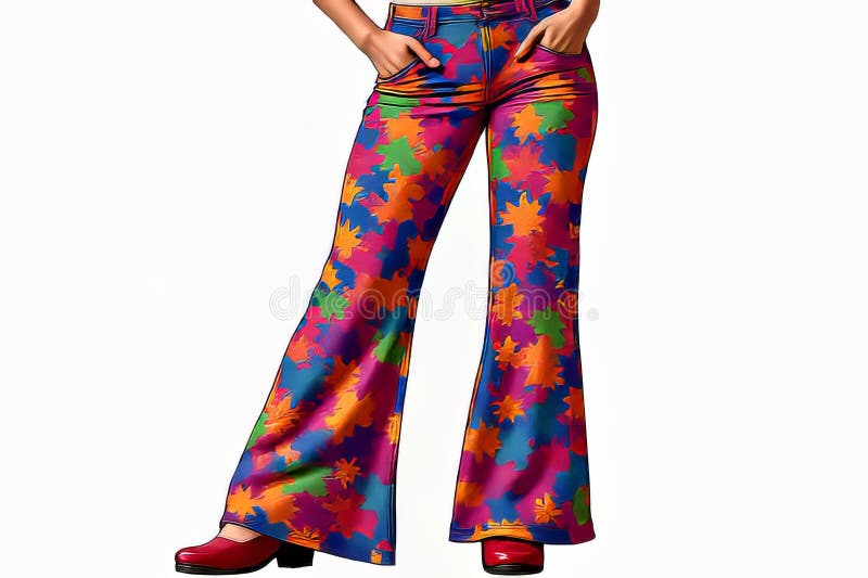 Vibrant 70s BellBottom Pants Embrace Retro Style with Abstract Prints ...