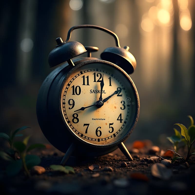 Vintage Timepiece Sunlit Antique Clock in Enchanted Forest Setting ...