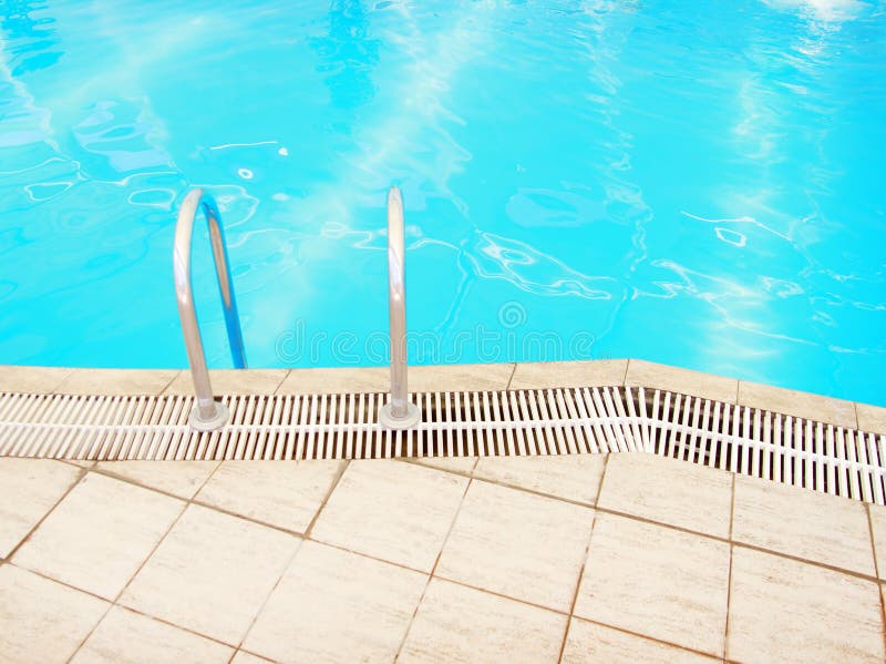 Step in the Blue Pool Water Stock Image - Image of horizontal ...