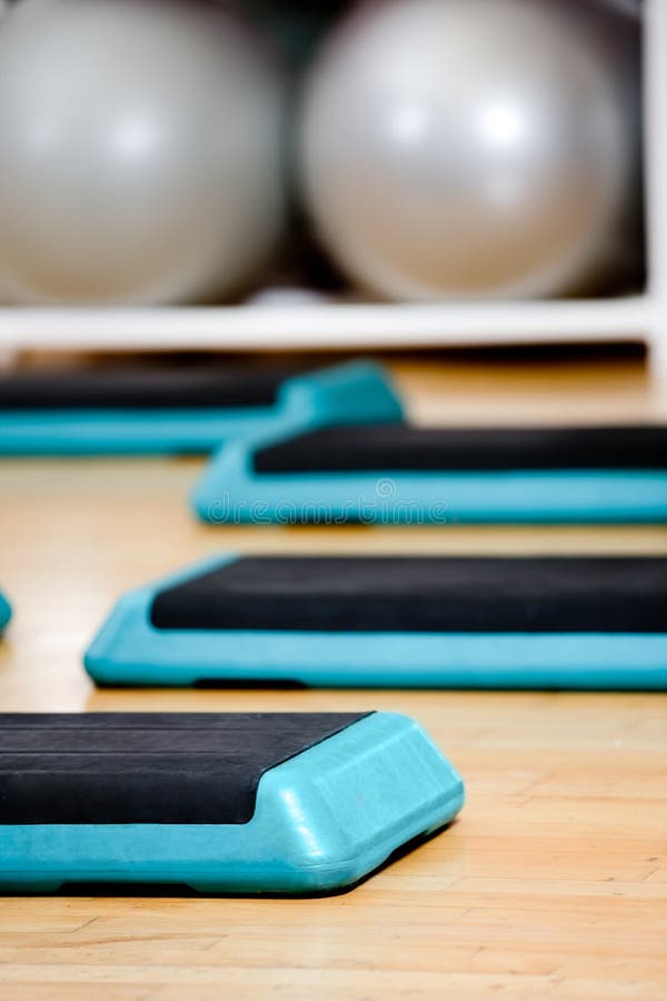 Step board and gym balls stock photo. Image of close - 26548104
