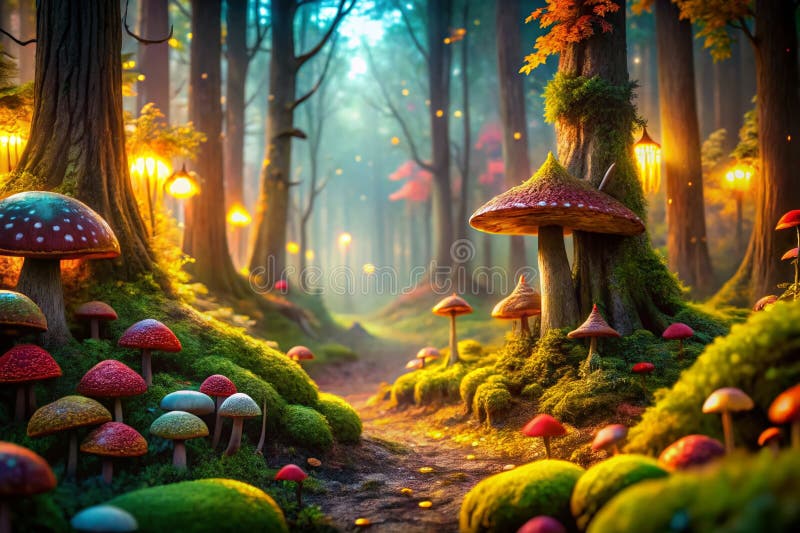Enchanting Panoramic Forest Scene Playful Wichtel Figures Dance through ...