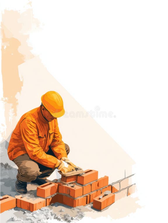 Step-by-step Brick Laying Tutorial Design with Builder Demonstrating Techniques in a ...