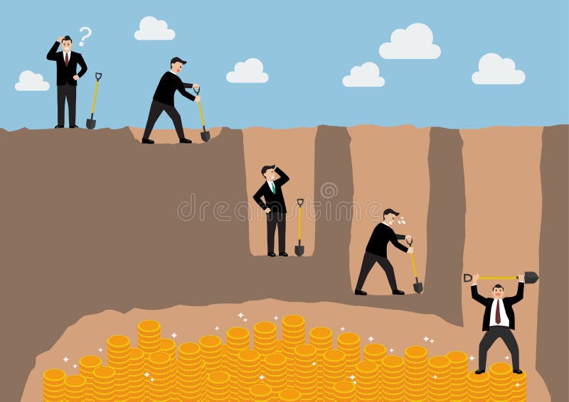 Step of Businessman Digging a Ground To Find Treasure Stock Vector ...