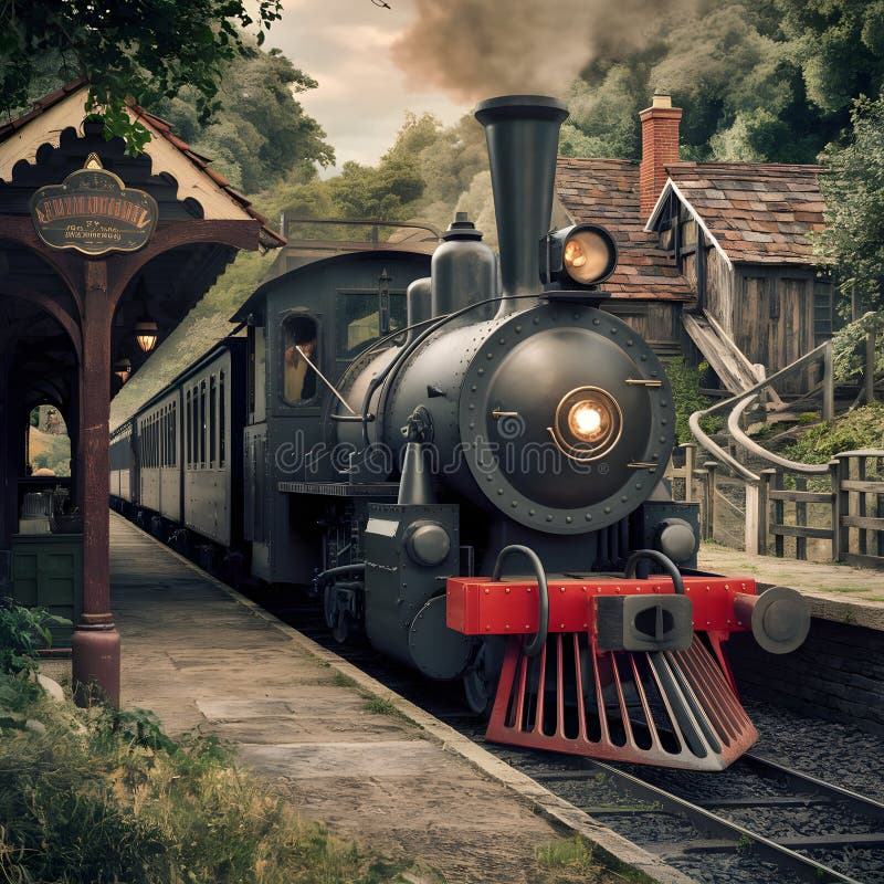 Steam Serenity, Nostalgic Train Journey Stock Illustration ...