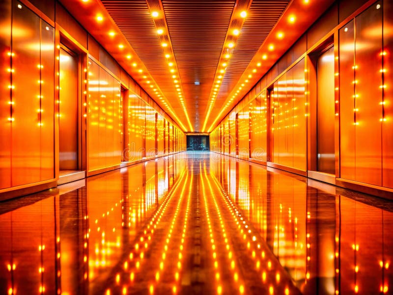 Enthralling Orange Corridor a TiltShift Perspective on Glowing Lights ...