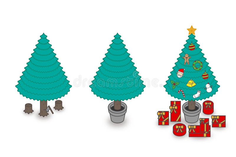 Step of Chopping Timber by Axe Make Christmas Tree Concept Idea Stock ...