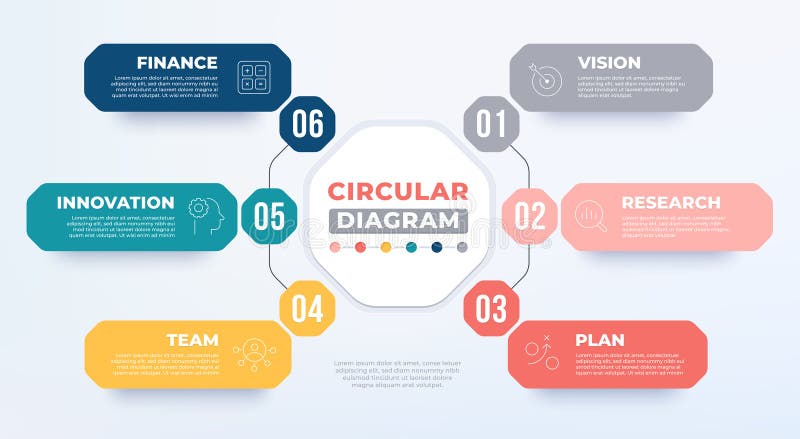 6 Step Circular Diagram Template. Business Circular Infographic with ...