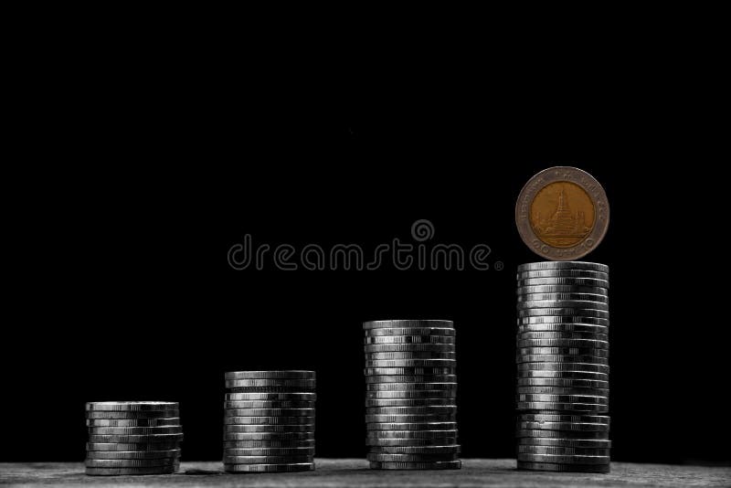 Step of Coins Stack Increasing. Stock Photo - Image of graph, cash ...