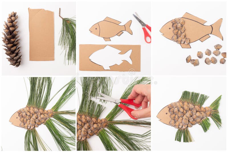 Step by Step Collage Showing the Process of Making a Fish Shaped Craft ...