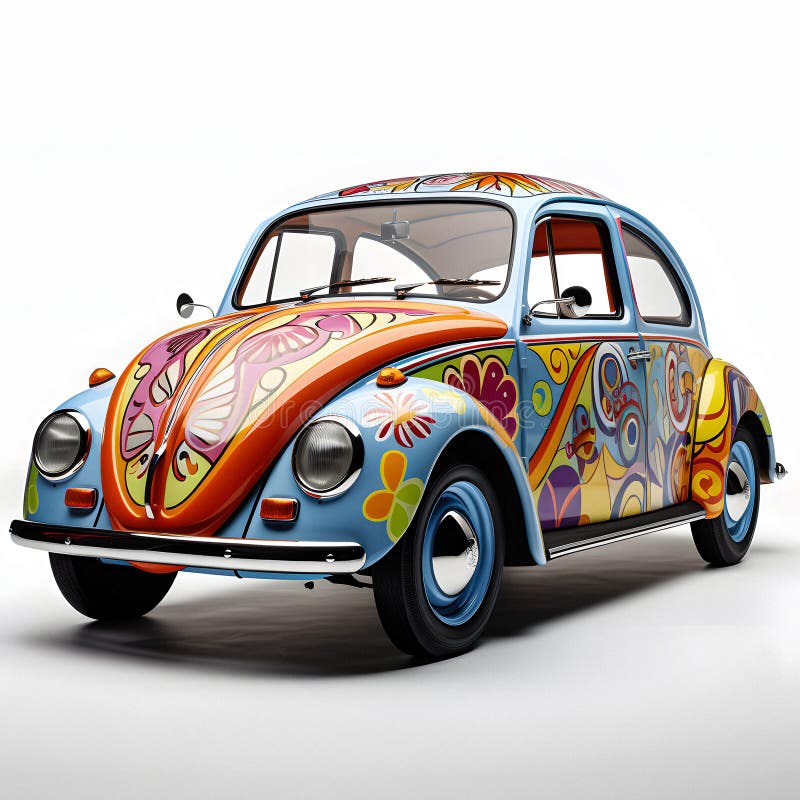 Psychedelic Car: a Retro Futurism Revival Stock Illustration ...