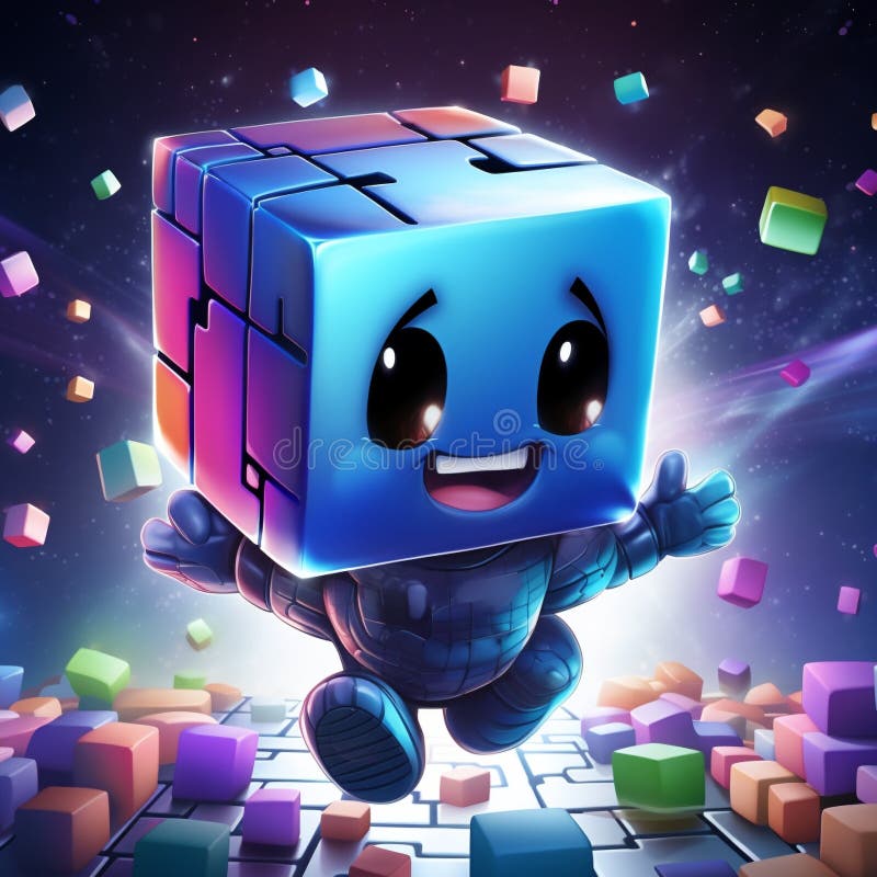 Mischievous Cosmic Cube Character Stock Illustration - Illustration of ...