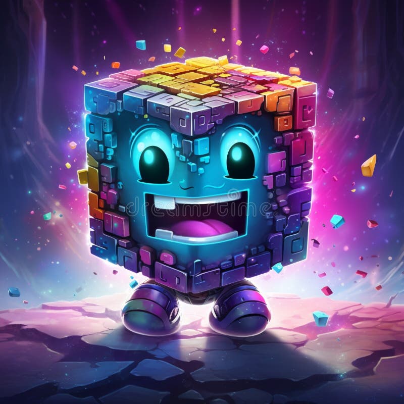 Mischievous Cosmic Cube Character Stock Illustration - Illustration of ...