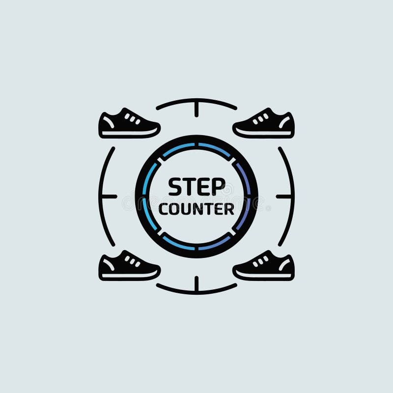 Step Counter App Icon Black Sneakers Blue Gradient Circle Stock Vector ...