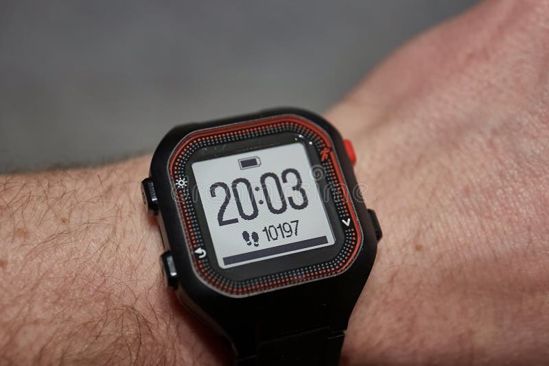 Step counter on a watch stock photo. Image of stepcounter - 248161052