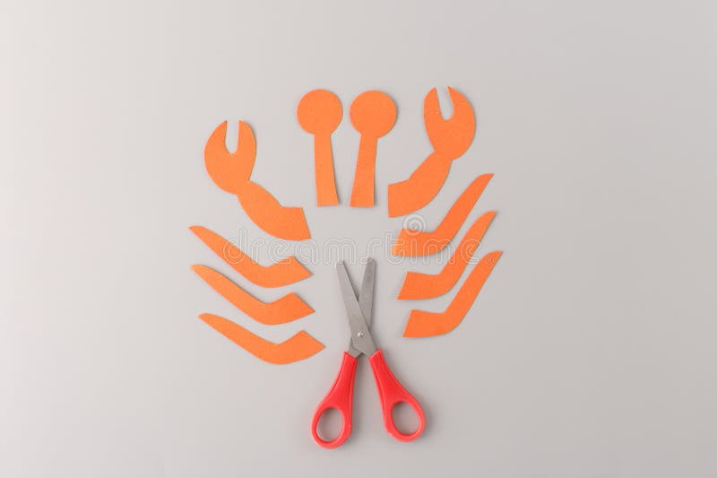 Step in Creative Project, Claws and Legs Made from Orange Paper, Cut ...