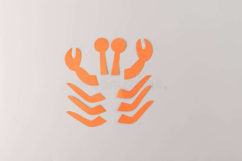 Step in Creative Project, Claws and Legs Made from Orange Paper, Cut ...