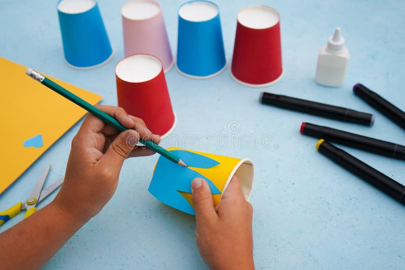 2 - Step by Step Diy Process. Kids Craft Multicoloured Fish from a ...