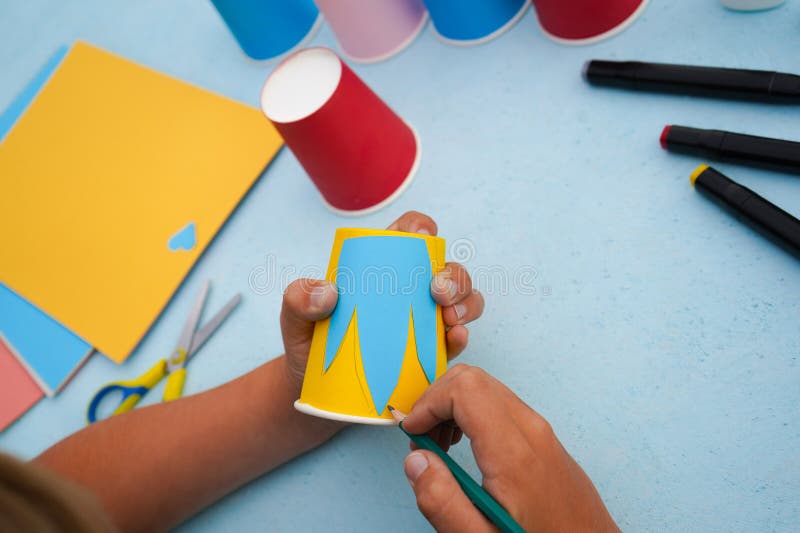 2 - Step by Step Diy Process. Kids Craft Multicoloured Fish from a ...