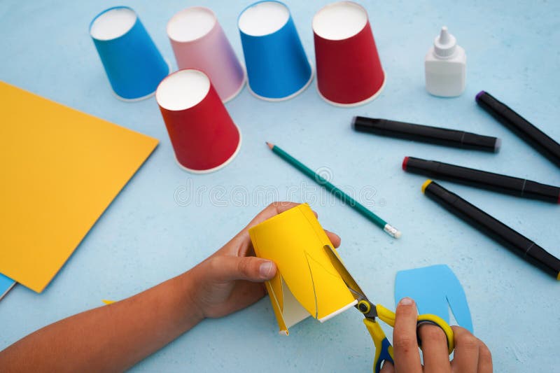 4 - Step by Step Diy Process. Kids Craft Multicoloured Fish from a ...