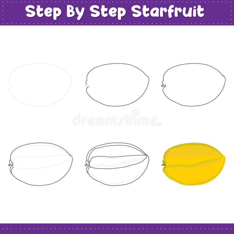 Step by Step Drawing Lime for Kids. Starfruit Food Drawing Tutorial on ...