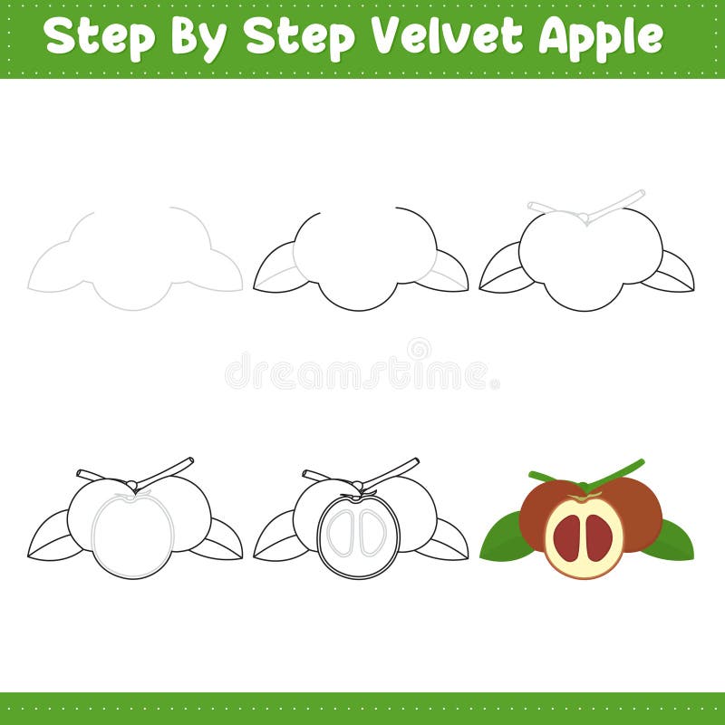 Step by Step Drawing Lime for Kids. Velvet Apple Food Drawing Tutorial ...