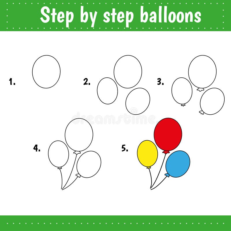Step by Step Drawing Balloon Stock Vector - Illustration of step, study ...
