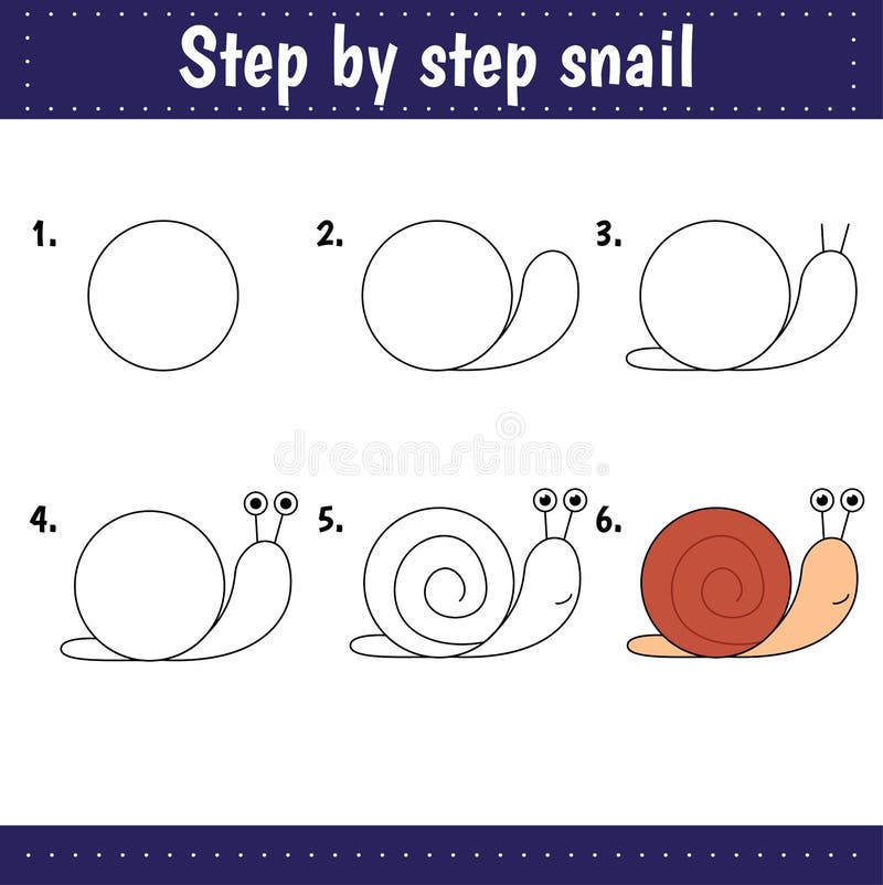 Education Sheets. How To Draw Snail Stock Vector - Illustration of ...