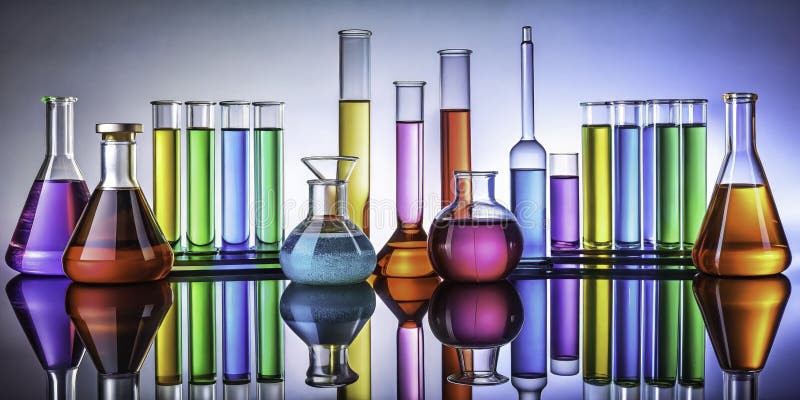 A Surreal Exploration of Science Colorful Glassware and Liquids on a ...