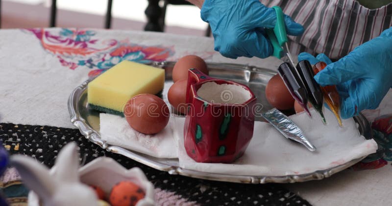 Step of Egg Painting Process with Easter Eggs and Creative Techniques ...