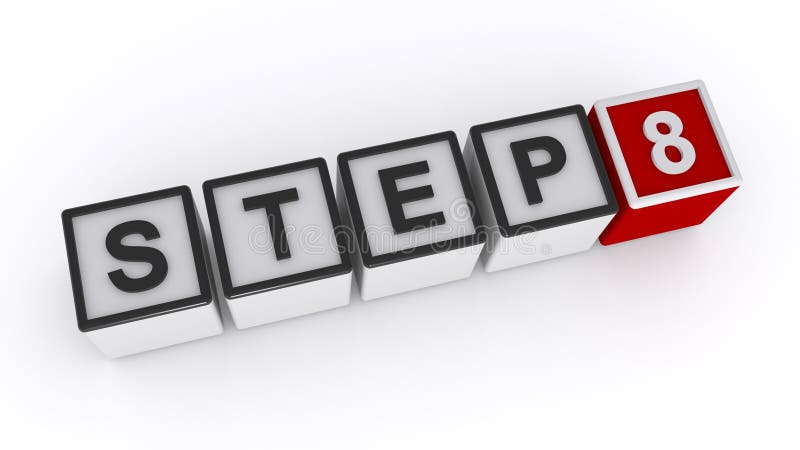 Step Eight Word Block on White Stock Illustration - Illustration of ...
