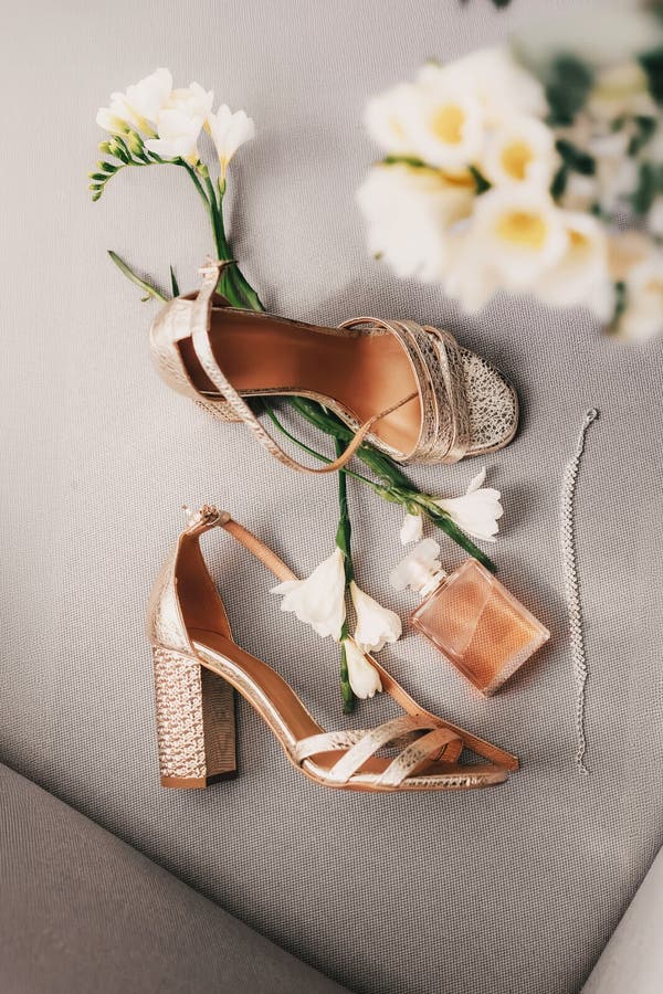 Gold Wedding Sandals, Elegant Bridal Footwear, Getting Ready for the ...