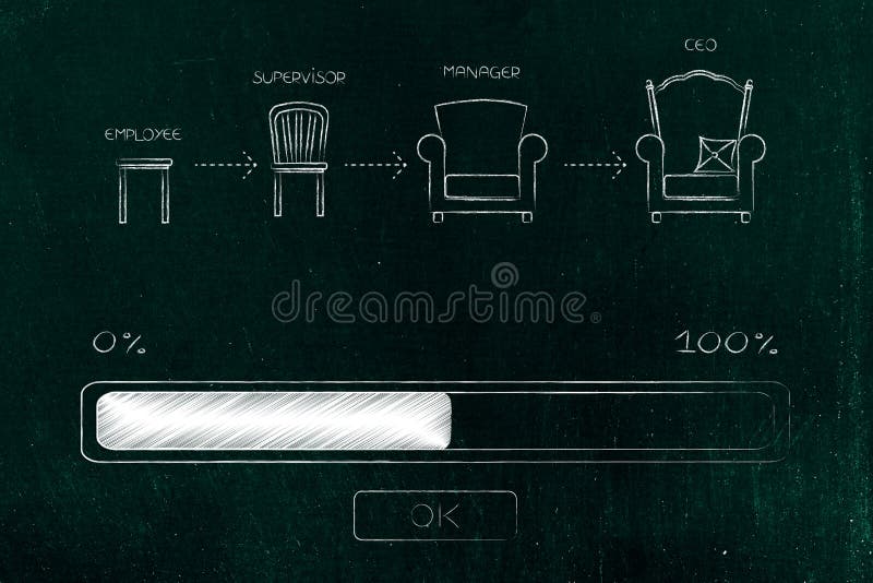 Step by Step from Employee To CEO with Progress Bar Loading Stock Photo ...