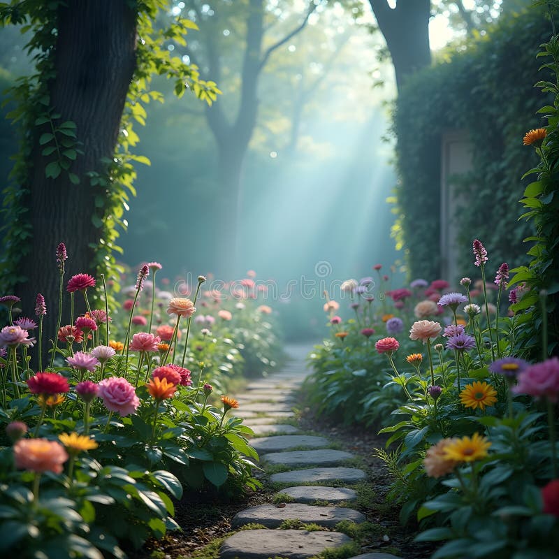 Enchanted Garden: Whispers of Fragrance and Mysterious Elixir Stock Illustration - Illustration ...