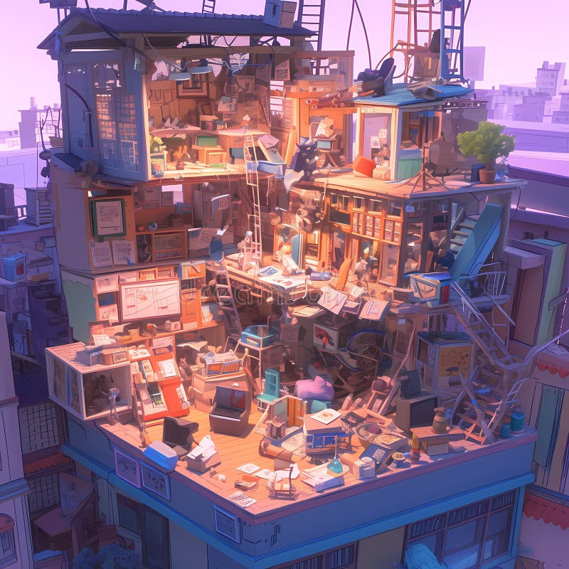 Studio Wonderland: a Miniature Maze of Creativity Stock Illustration ...