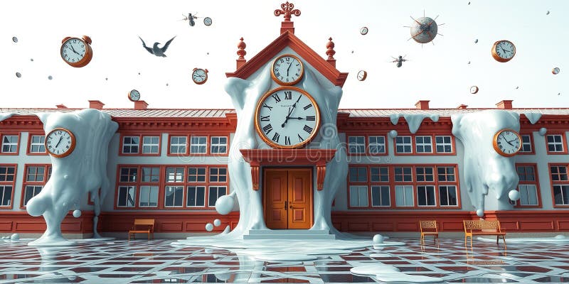 A Surreal Schoolhouse of Clockwork Dreams Where Melting Clocks and ...