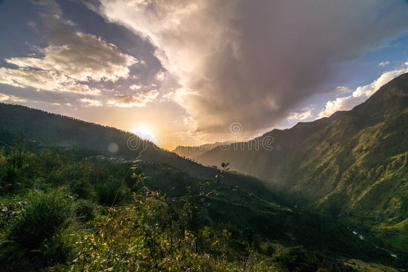 Sunset in Sankri, Uttrakhand Stock Image - Image of hills, parks: 129567467