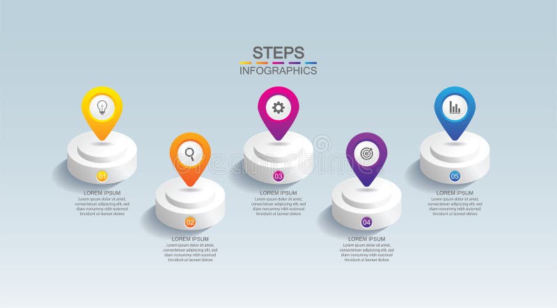 Step Five Gradient Infographic Business Template Design Stock Vector ...