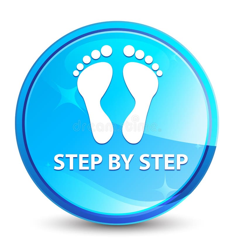 Step by Step (footprint Icon) Splash Natural Blue Round Button Stock ...