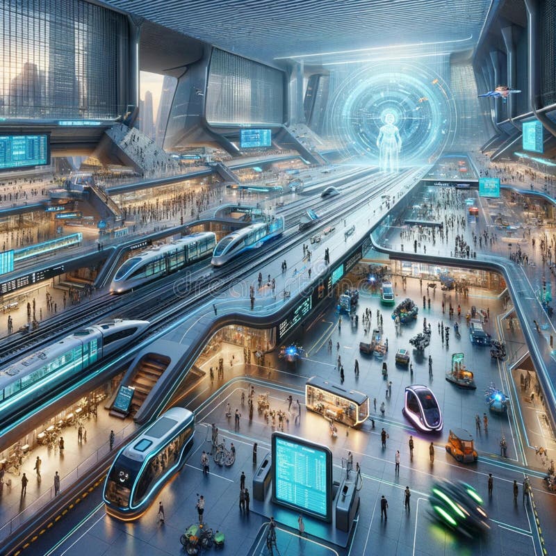 Futuristic Transit Hub: Interior of High-Tech Train Station Stock ...