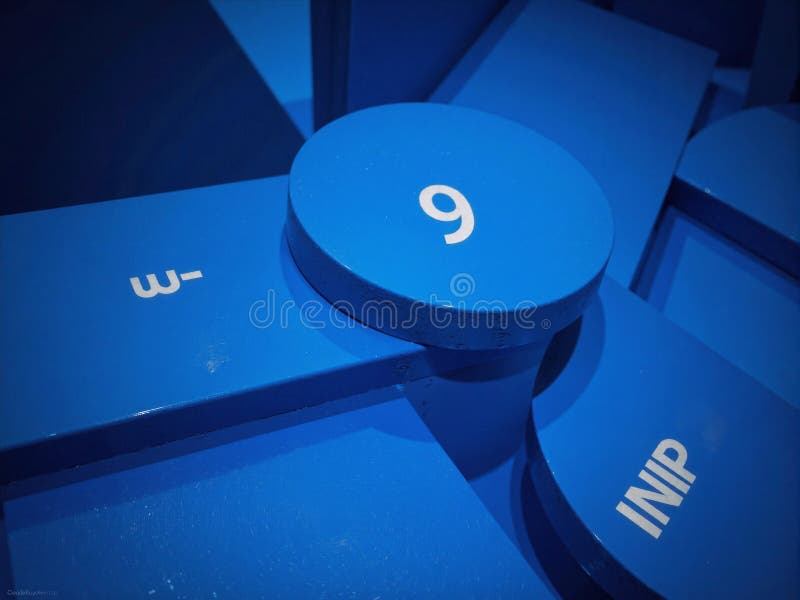 Futuristic Blue Number Nine Installation Stock Illustration ...