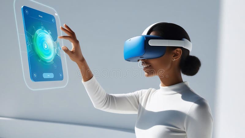 Step into the Future: a Woman Exploring Virtual Reality with Cutting ...
