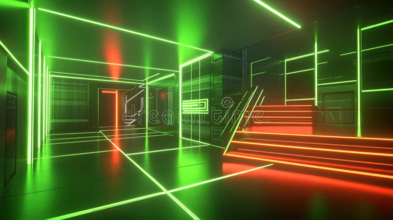 Step into the Futuristic World, a Neon-lit Structure and Geometric ...