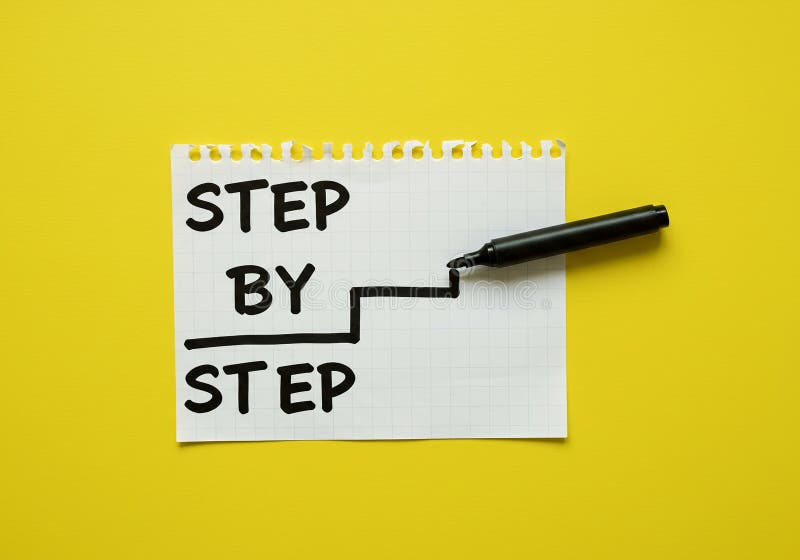 Step by Step Growth with Bold Black Marker on Yellow Paper Stock ...