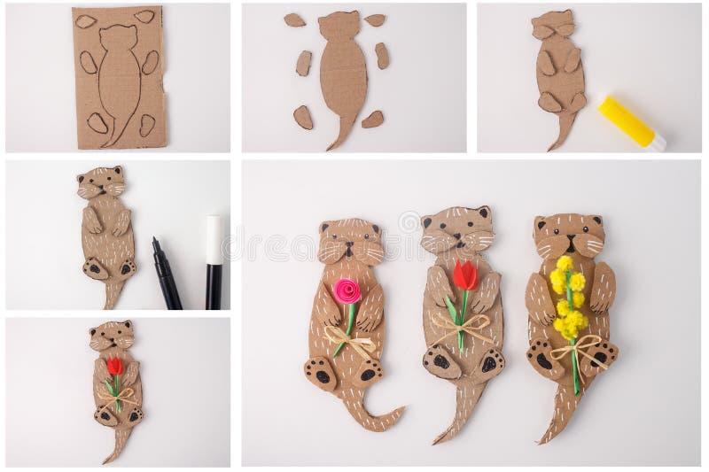A Step-by-step Guide for Creating a Cardboard Otter Craft, Showcasing ...