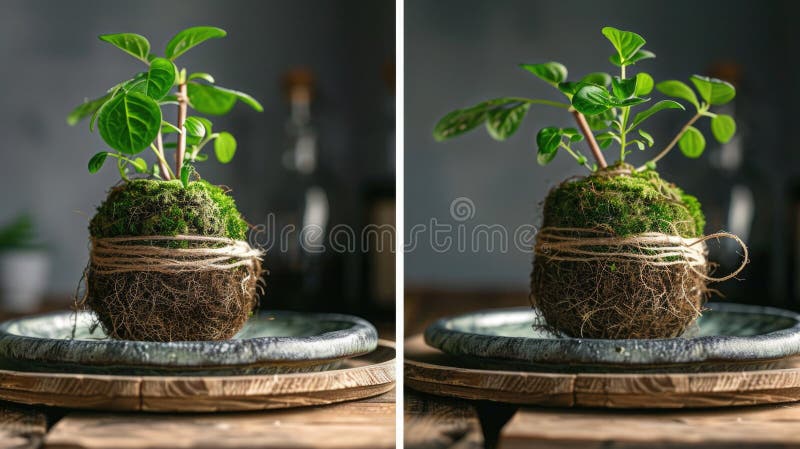 Step-by-Step Guide To Creating a Kokedama Stock Photo - Image of ...