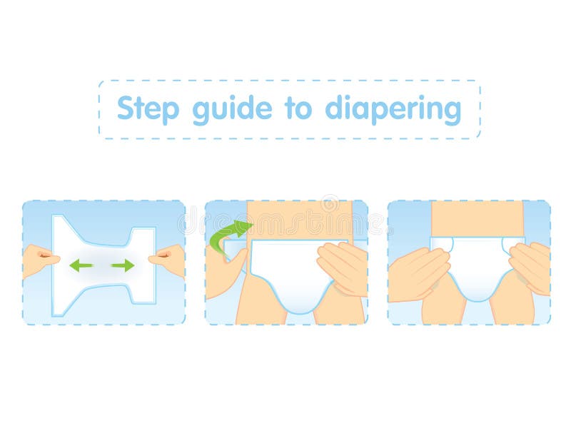 Step guide to diapering stock vector. Illustration of cheerful - 44690875
