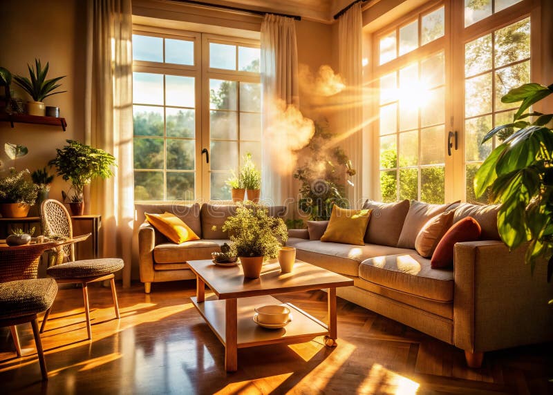 SunDrenched Living Room a Cozy Interior Design Showcase Featuring ...