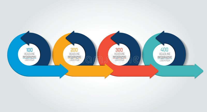 4 Step Infographic. Four Circle Arrows Template, Diagram, Chart Stock ...