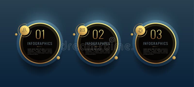 3 Step Infographic Golden Banner for Modern Presentation Stock ...