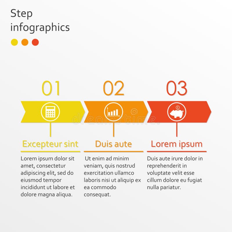 Step by Step Infographics Template with 3 Arrows. Business Infographic ...